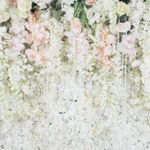 7x5ft White Flowers Wedding, Bridal Shower , Birthday Backdrop Flowers ...