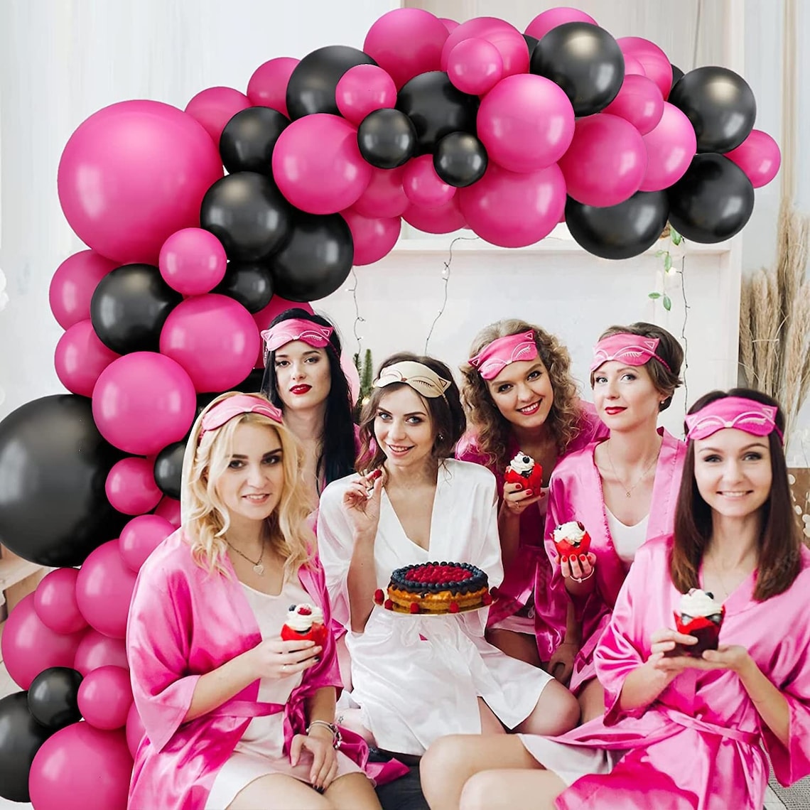 Hot Pink and Black Balloon Garland Birthday Party Decorations - Etsy