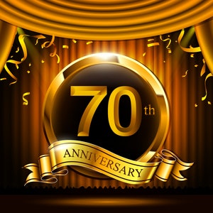 7X5FT 70 Years Black and Gold Birthday Backdrop | 70th Birthday ...