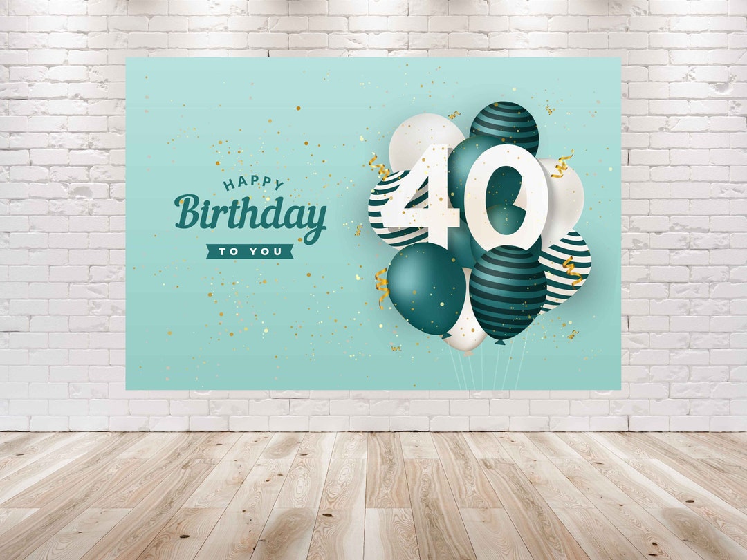 7X5FT 40 Years Green Birthday Backdrop | 40th Birthday Background for ...