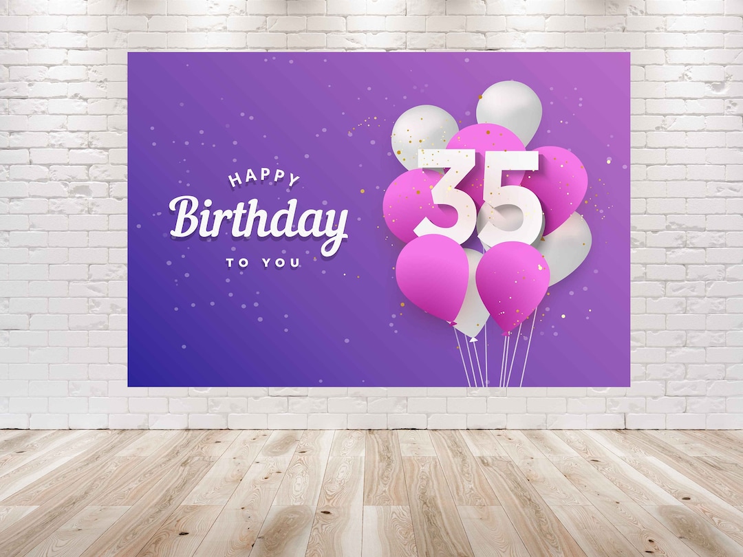 7X5FT 35 Years Purple Birthday Backdrop | 35th Birthday Background for ...