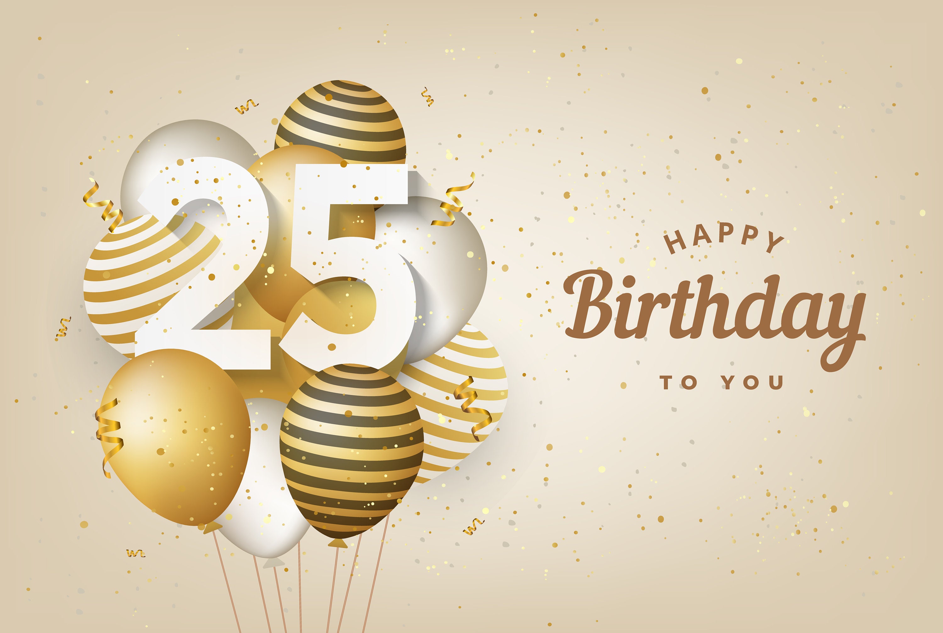 25th Birthday Backdrop: Gold Party Photo Poster (7x5 FT) - Etsy