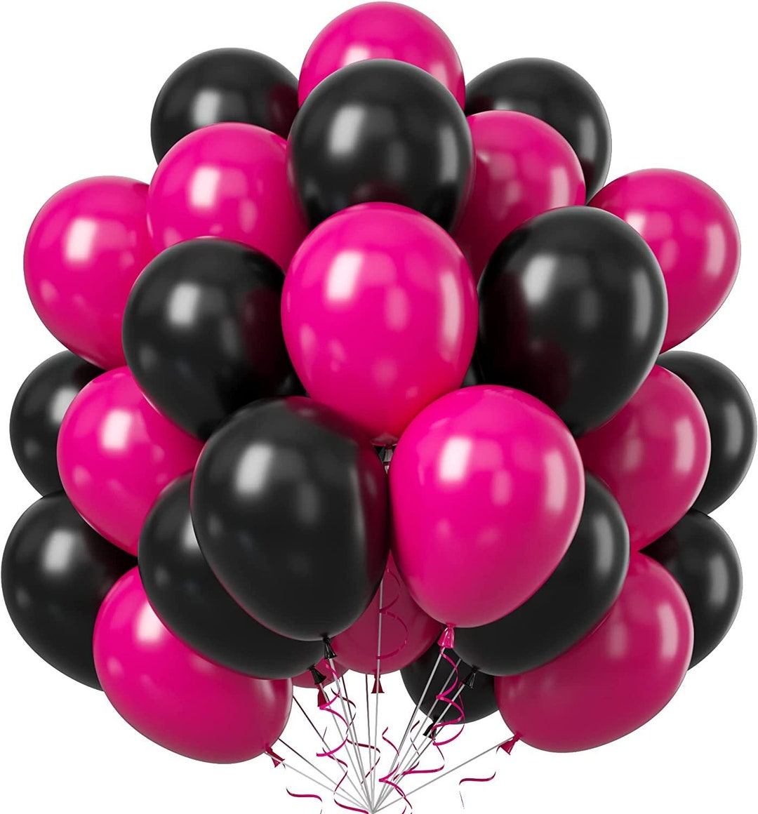 Hot Pink and Black Balloon Garland Birthday Party Decorations | Wedding ...