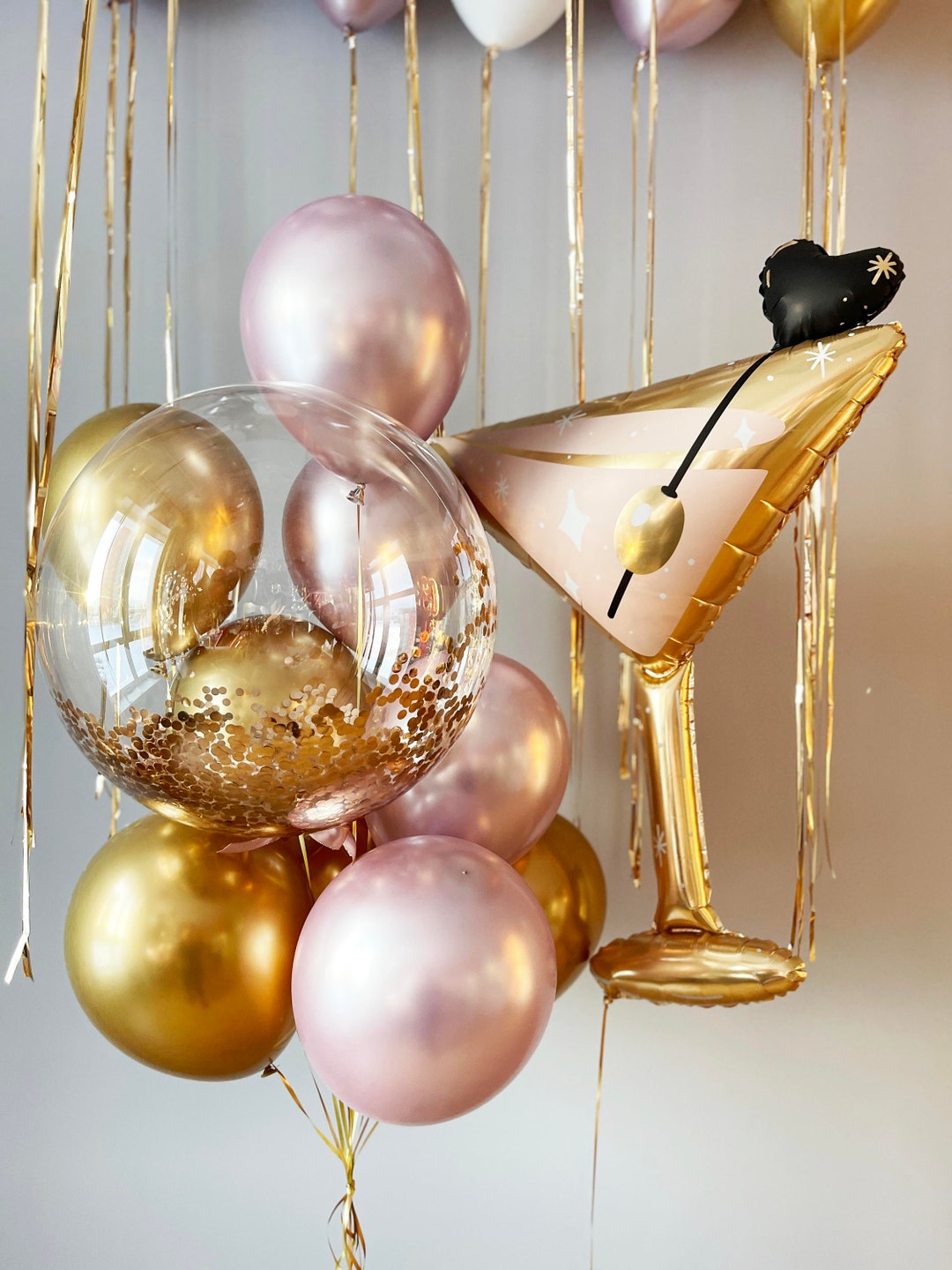Elegant Martini Balloon Decoration Set - Gold and Pink - Etsy