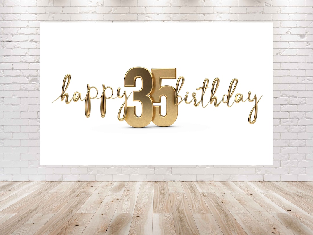 7X5FT 35 Years Gold Birthday Backdrop 35th Birthday Background for ...
