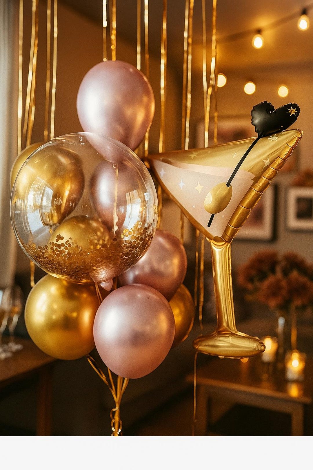 Elegant Martini Balloon Decoration Set - Gold and Pink - Etsy