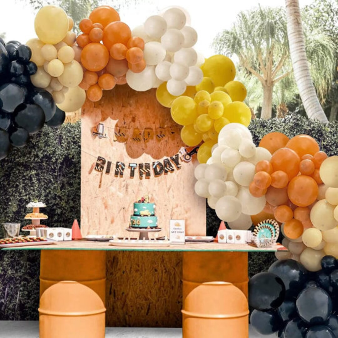 Boho Construction Balloon Arch Birthday Party Decorations | Baby Shower ...