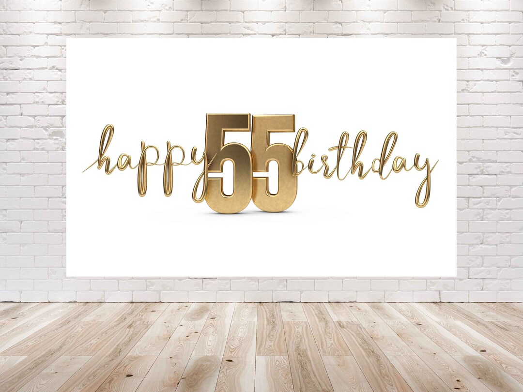 55th Birthday Backdrop: Gold Party Photo Poster (7x5 FT) - Etsy