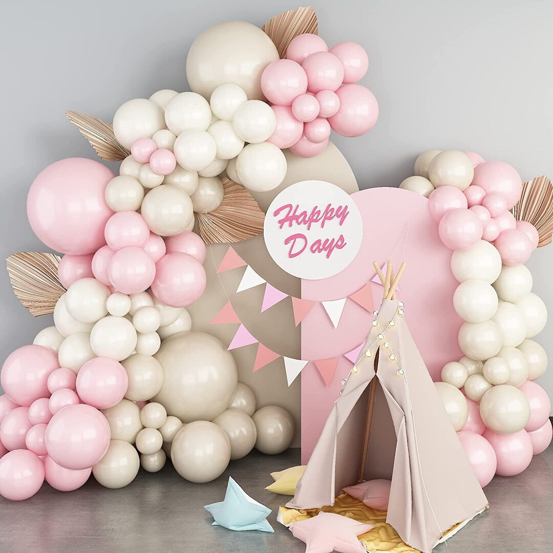 Sand and Pink Boho Balloon Garland Rose Birthday Party Decorations ...