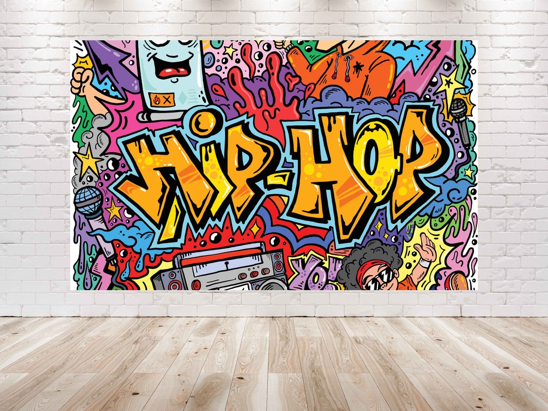 7X5FT Hip Hop Birthday Decorations Backdrop | 90s Rap Theme Background ...