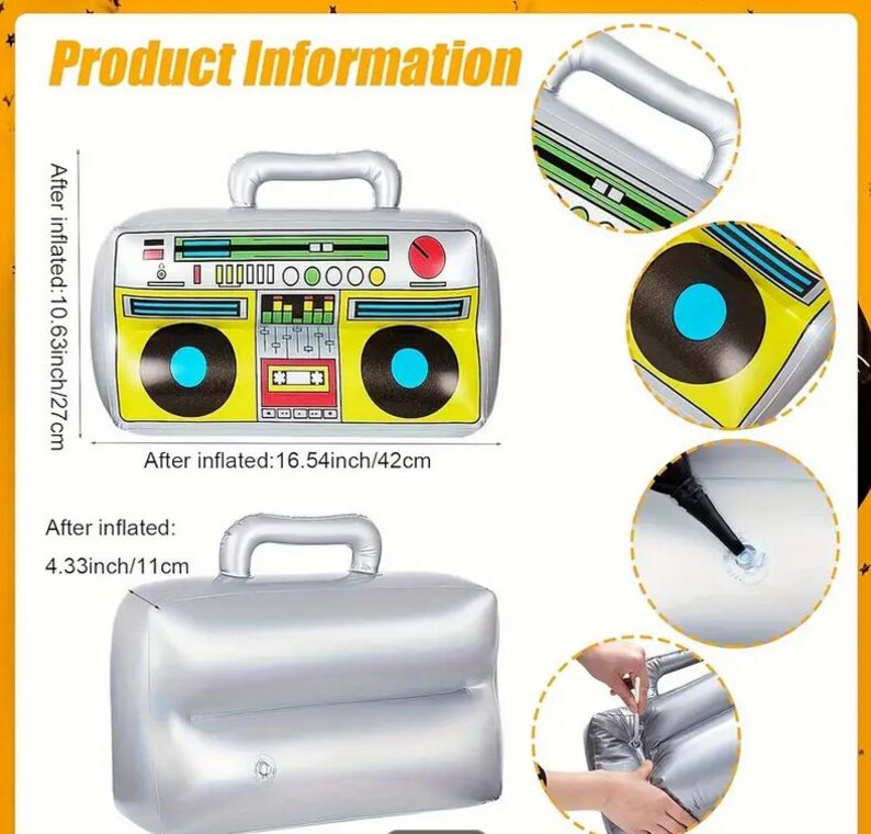 Inflatable Boombox Radio Prop: Retro 80s Party Decoration - Etsy