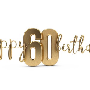 7X5FT 60 Years Gold Birthday Backdrop | 60th Birthday Background for ...