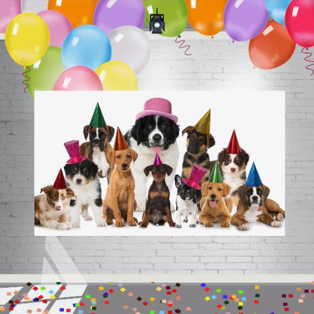 Dog Birthday Party Backdrop: Puppies Photo Booth Poster (7x5 FT) - Etsy