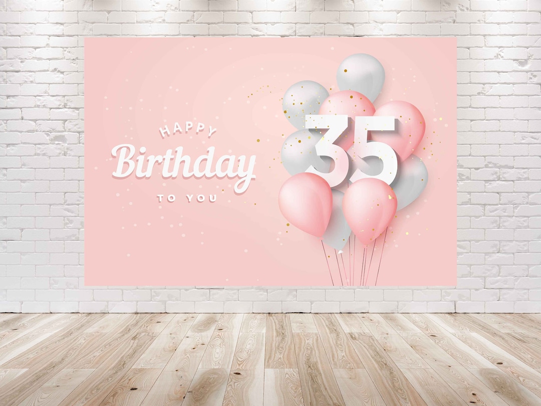 7X5FT 35 Years Pink Birthday Backdrop 35th Birthday Background for ...