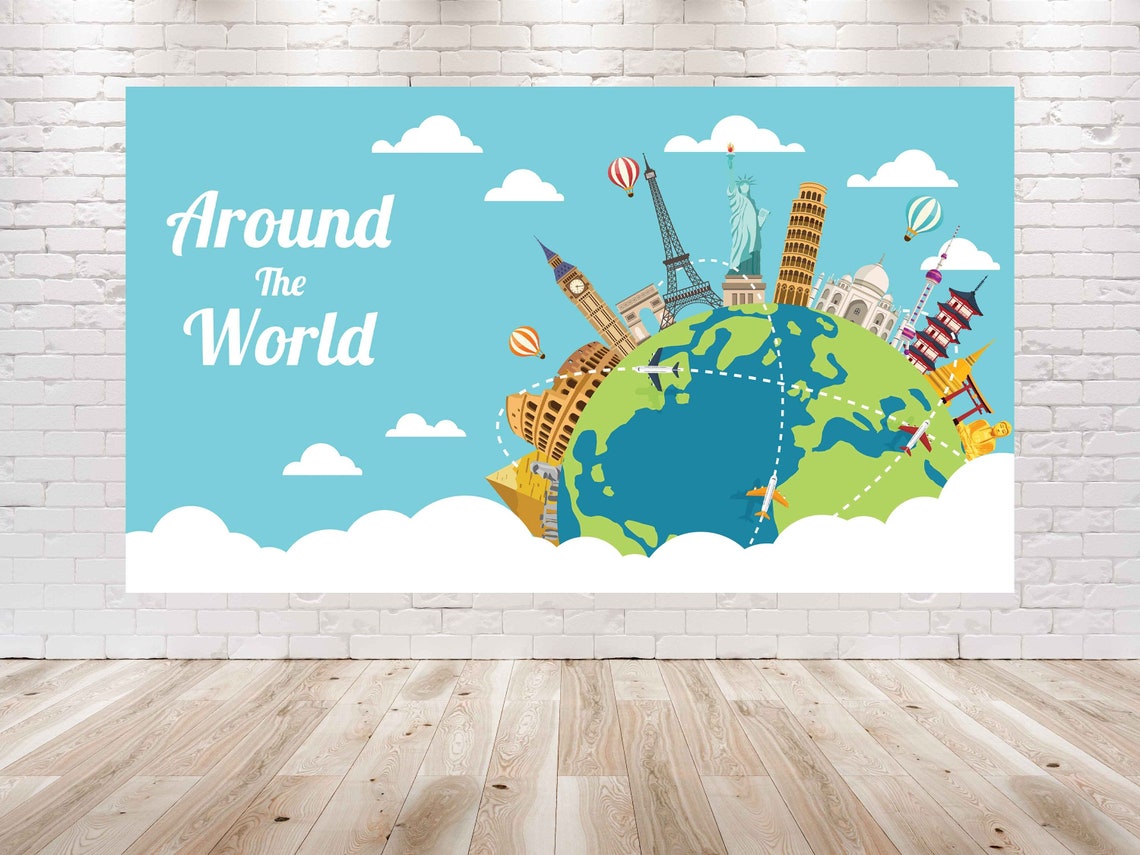 7X5FT Around the World Birthday Party Decorations Backdrop - Etsy
