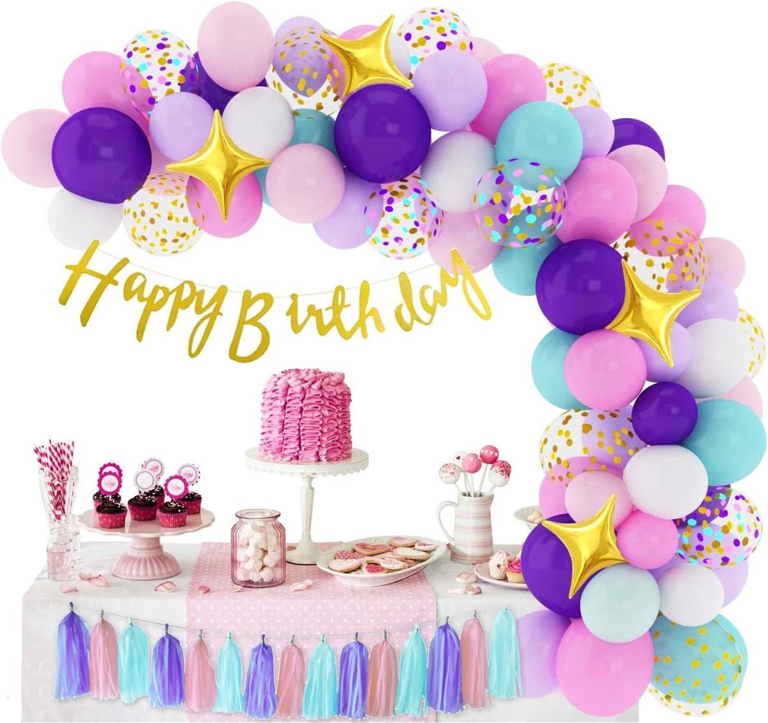 Purple Pastel Colors Balloon Garland Birthday Party - Etsy