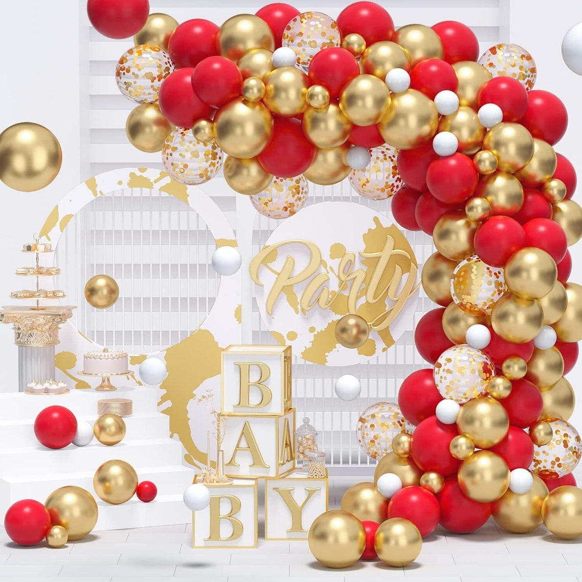 Red Gold and White Balloon Arch Kit Xmas Party Decorations Red - Etsy
