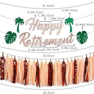 Happy Retirement Set in Tropical Theme - Glitter Banner and Tassel ...