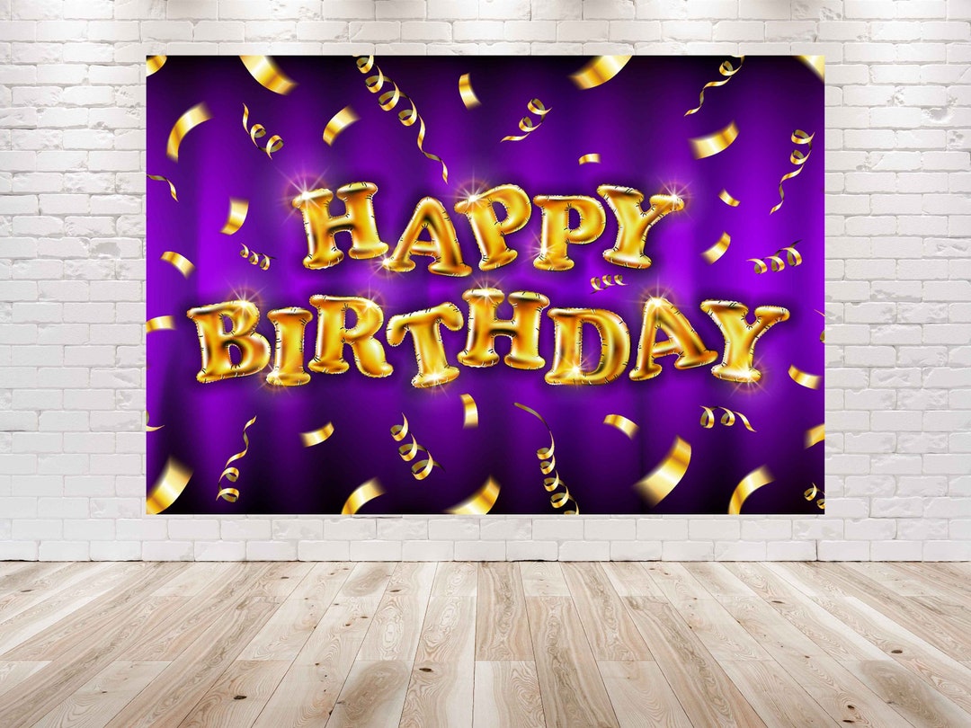 7X5FT Purple Happy Birthday Party Decorations Backdrop - Etsy