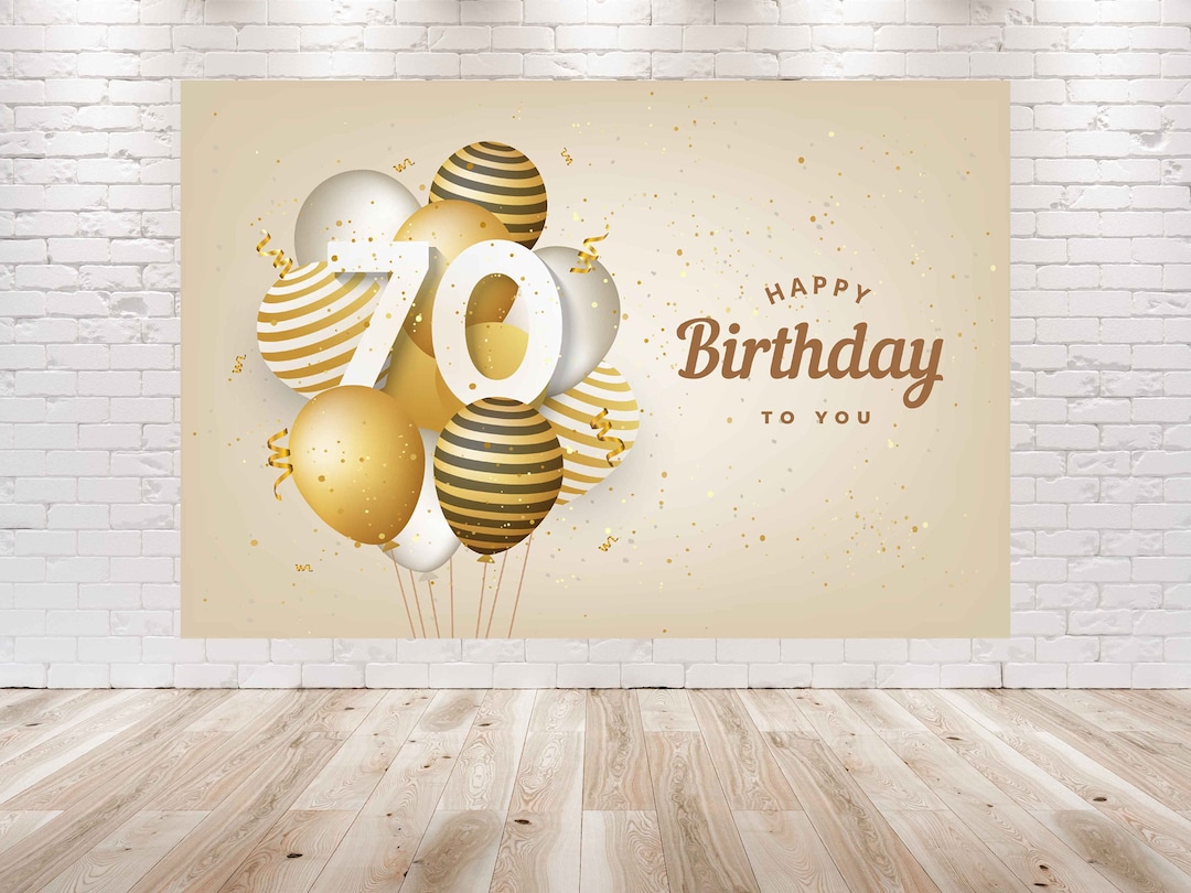 7X5FT 70 Years Gold Birthday Backdrop 70th Birthday Background for ...