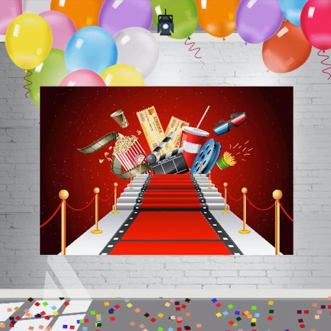 7x5ft Movie Birthday Decorations Backdrop | Cinema Theme Background for ...