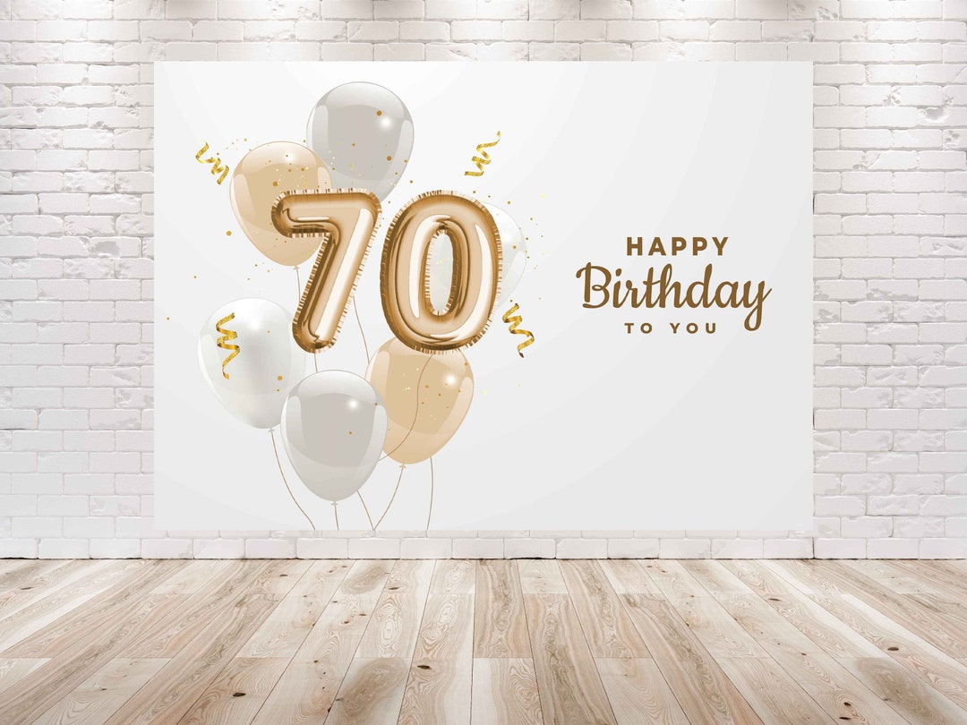7X5FT 70 Years Gold Birthday Backdrop | 70th Birthday Background for ...
