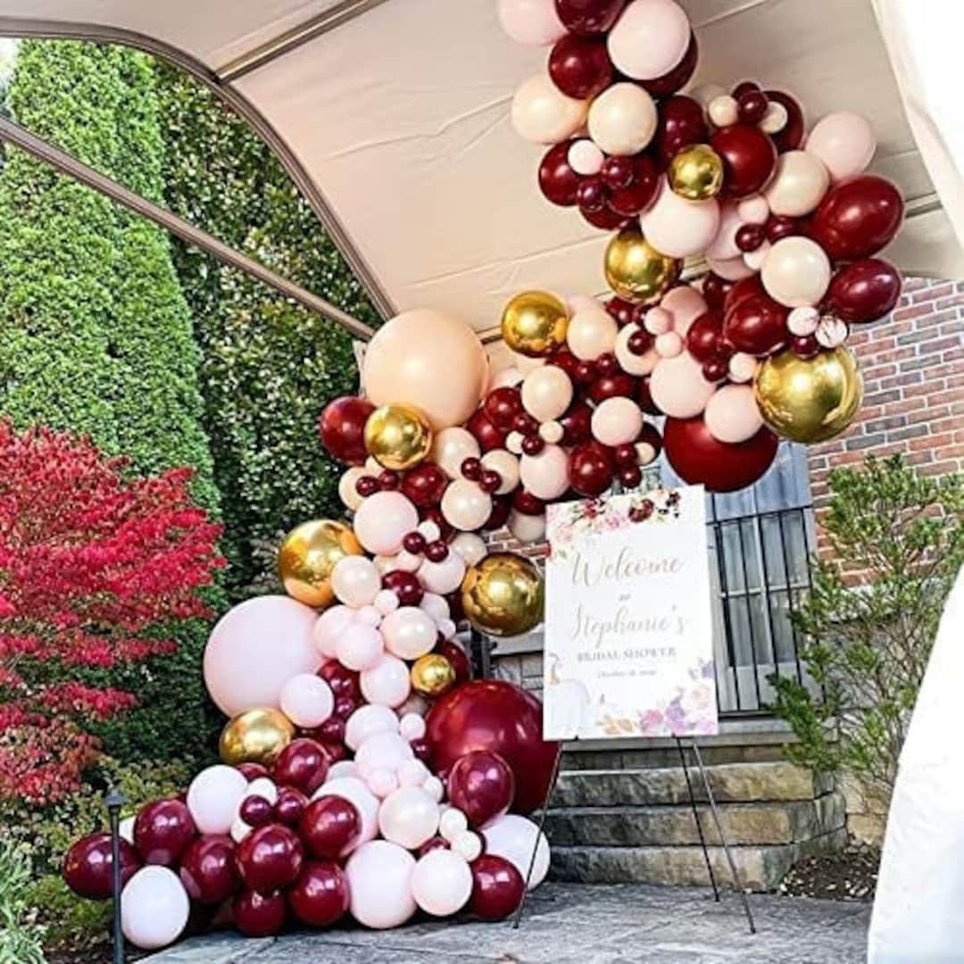 Gold and Burgundy Balloon Arch Kit Party Decorations Dark Red Gold ...