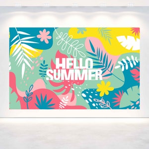 7X5FT Hello Summer Party Decorations Backdrop | Summer Background for ...