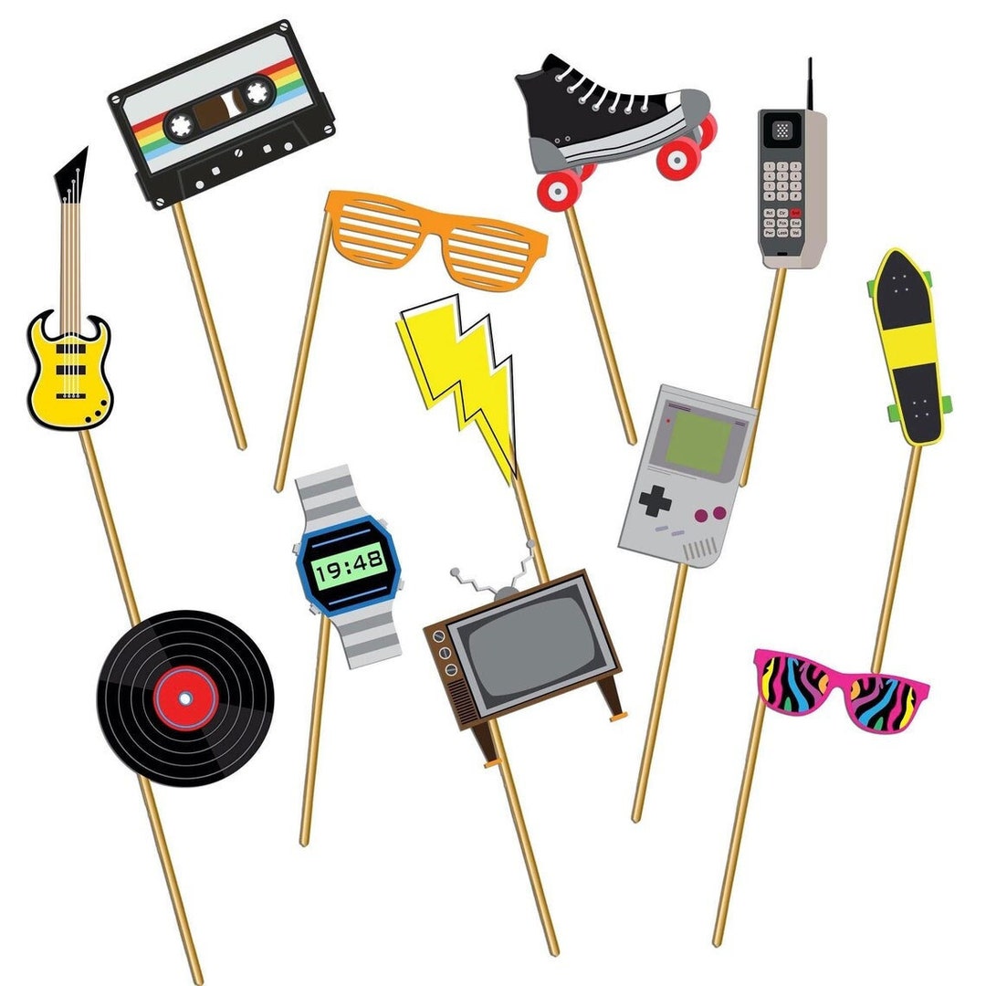 Retro Party Photo Booth Props | Back to 80's 90's Birthday Party ...
