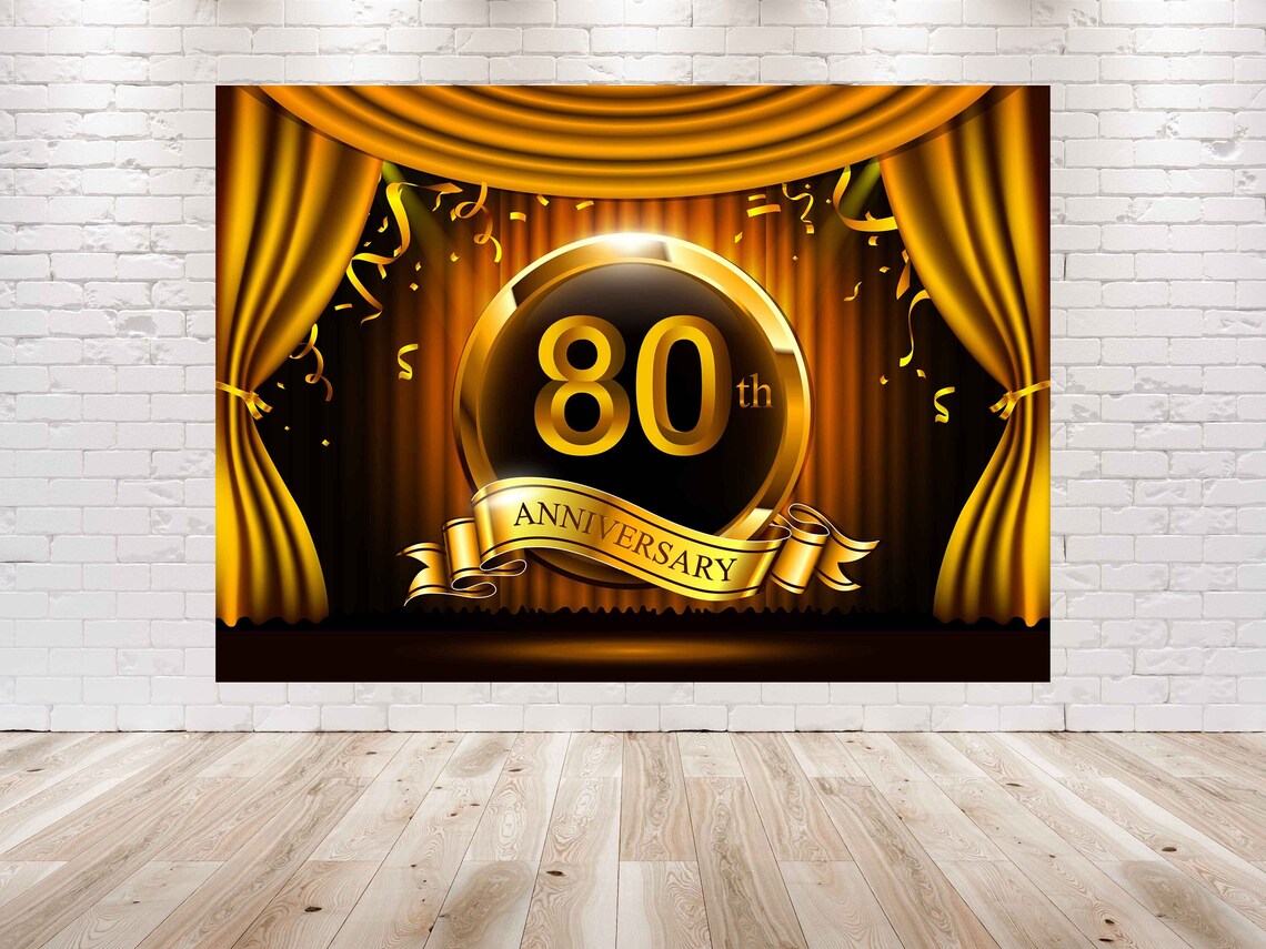 7X5FT 80 Years Black and Gold Birthday Backdrop 80th - Etsy