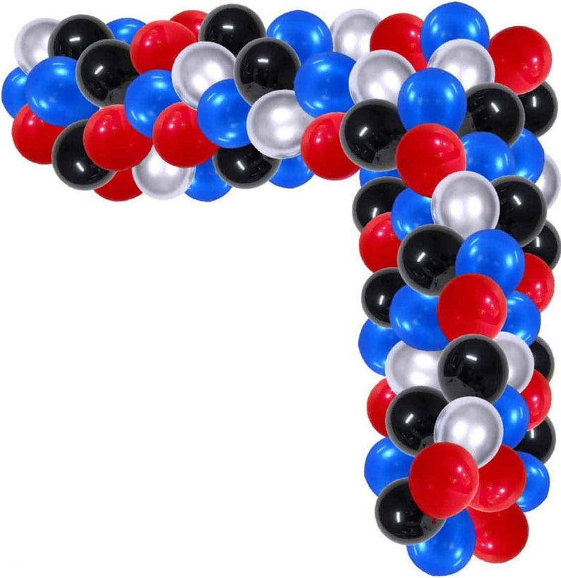 Red Blue and Black Balloon Arch Kit Birthday Party Decorations - Etsy