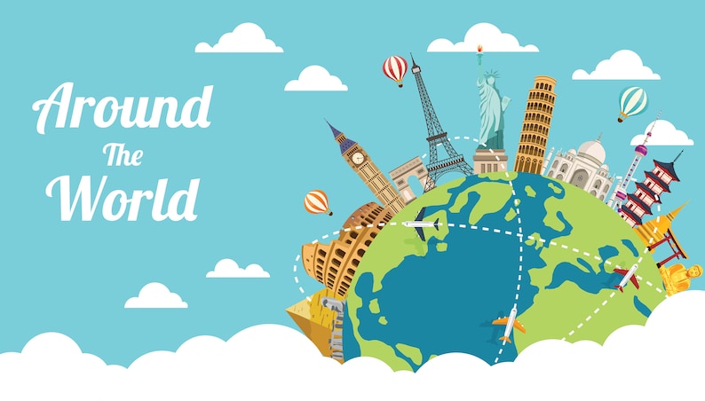 7X5FT Around the World Birthday Party Decorations Backdrop - Etsy