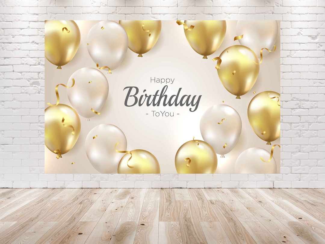 7X5FT Gold Birthday Backdrop Happy Birthday Background for Party ...
