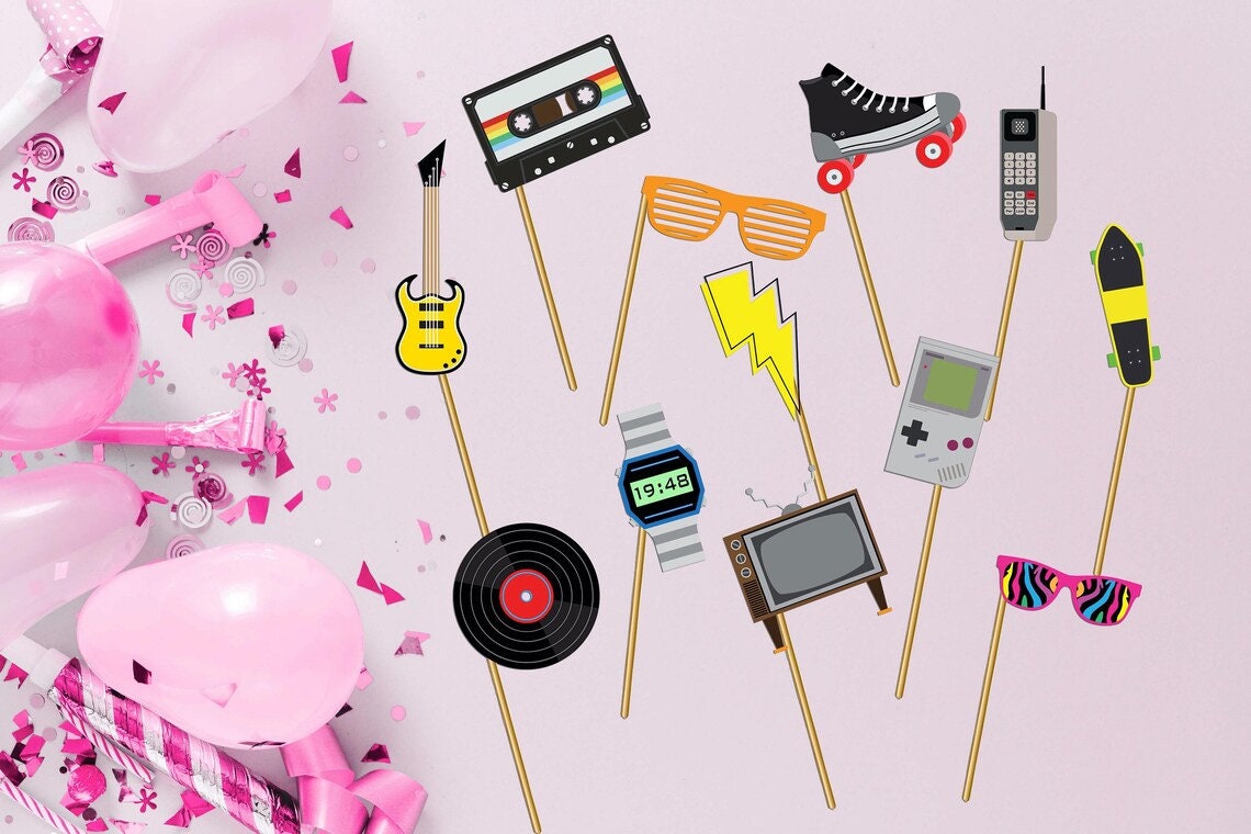 80s 90s Party Photo Booth Props: Retro Birthday Decorations - Etsy