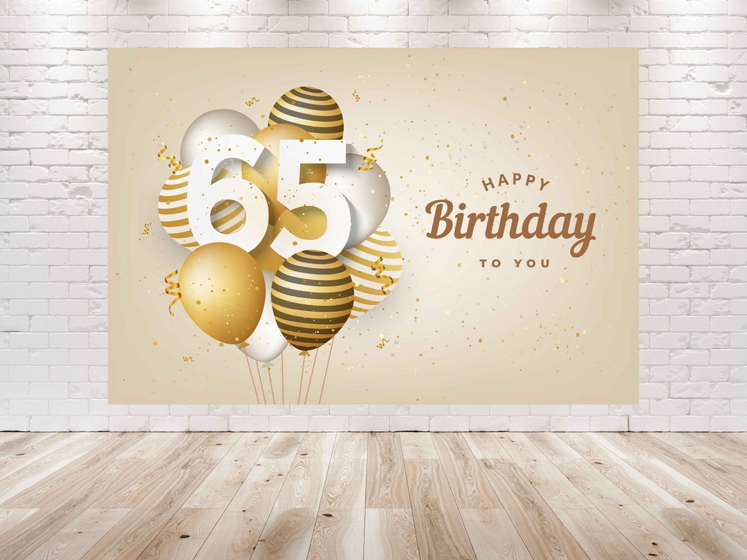 7X5FT 65 Years Gold Birthday Backdrop | 65th Birthday Background for ...