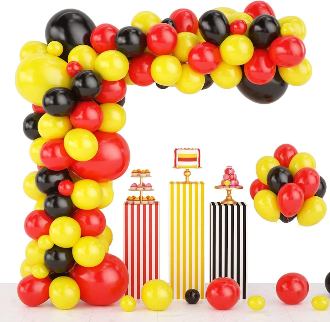 Yellow, Red and Black Balloon Arch Kit Birthday Party Decorations| Baby ...