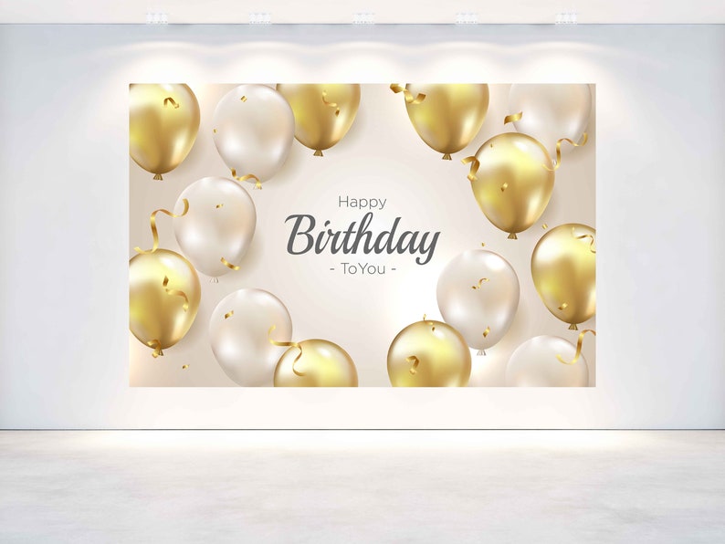 7X5FT Gold Birthday Backdrop Happy Birthday Background for - Etsy