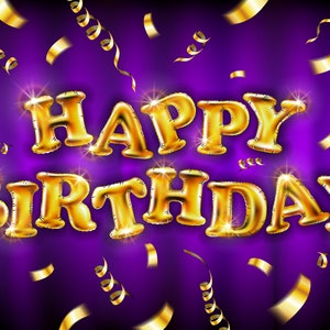 7X5FT Purple Happy Birthday Party Decorations Backdrop - Etsy