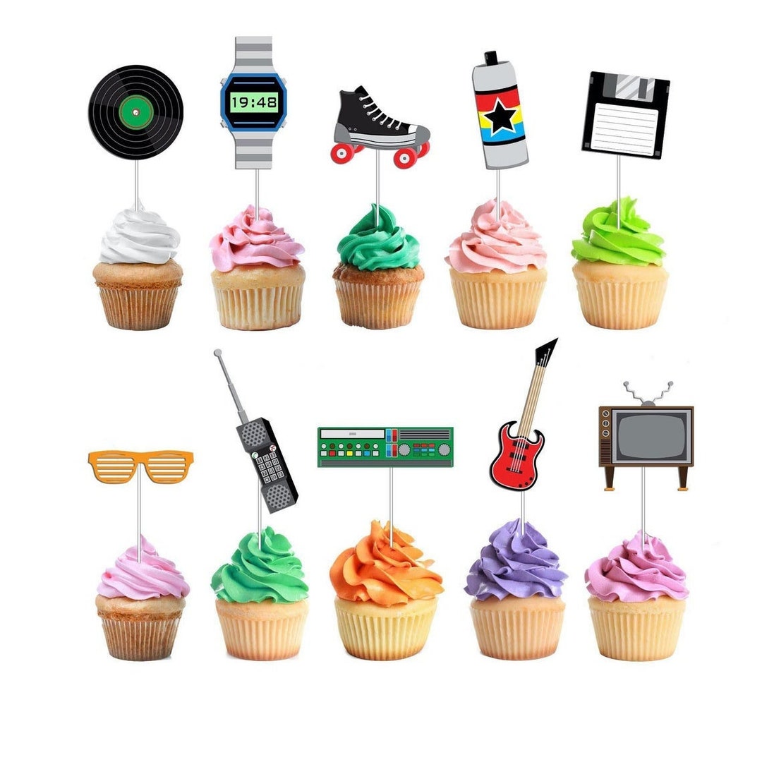 80s 90s Retro Cupcake Toppers: Birthday Party Decorations - Etsy