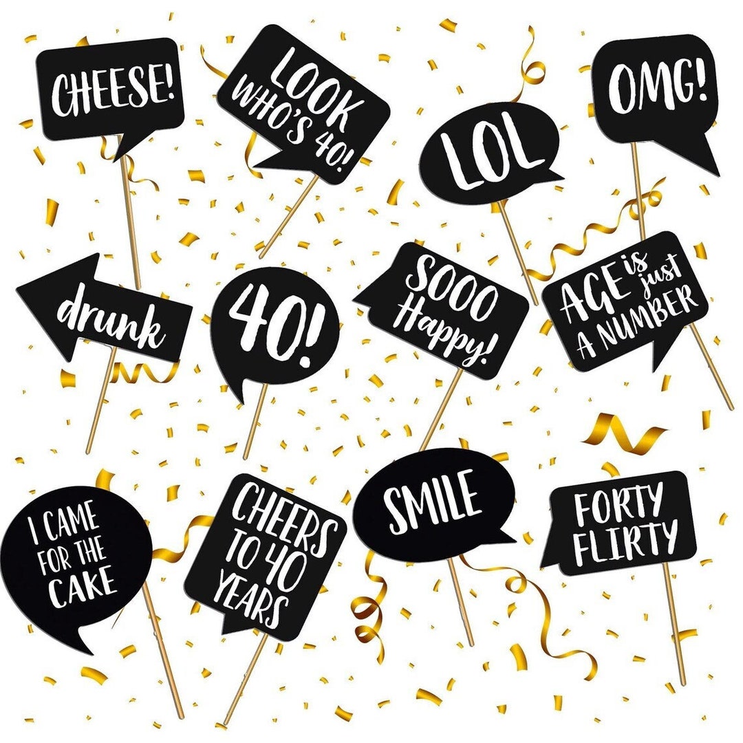 40th Birthday Party Photo Booth Props | Forty Party Supplies and ...