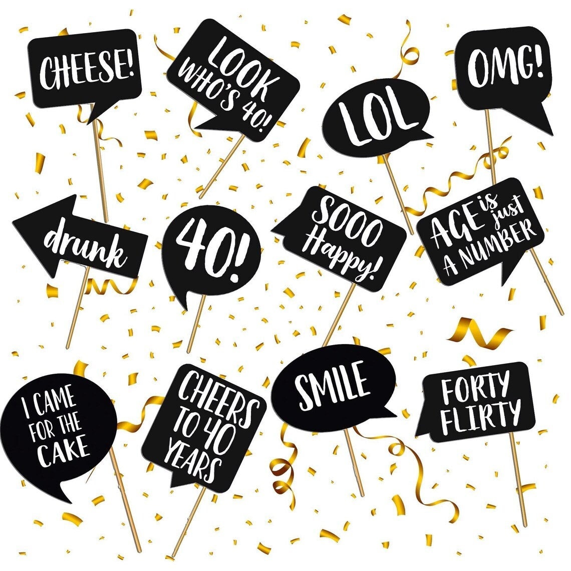 40th Birthday Party Photo Booth Props Forty Party Supplies - Etsy