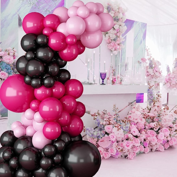 Pink and Black Balloons - Etsy