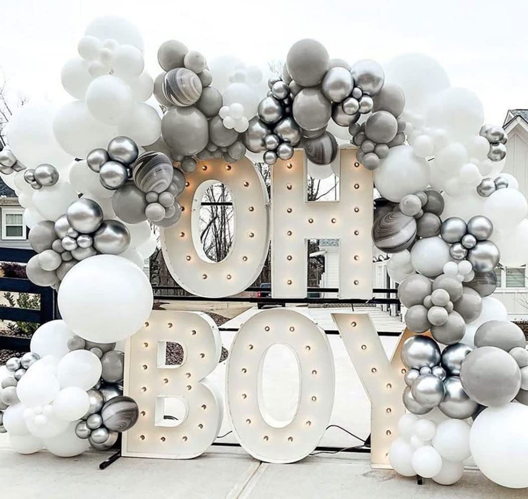 Marble Black White and Grey Balloon Garland Birthday Party Decorations ...