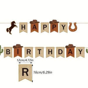 Cowboy Western Birthday Banner – Rustic Burlap-styled Flags With ...
