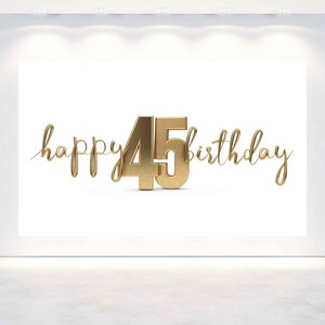 7X5FT 45 Years Gold Birthday Backdrop | 45th Birthday Background for ...
