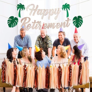 Happy Retirement Set in Tropical Theme - Glitter Banner and Tassel ...