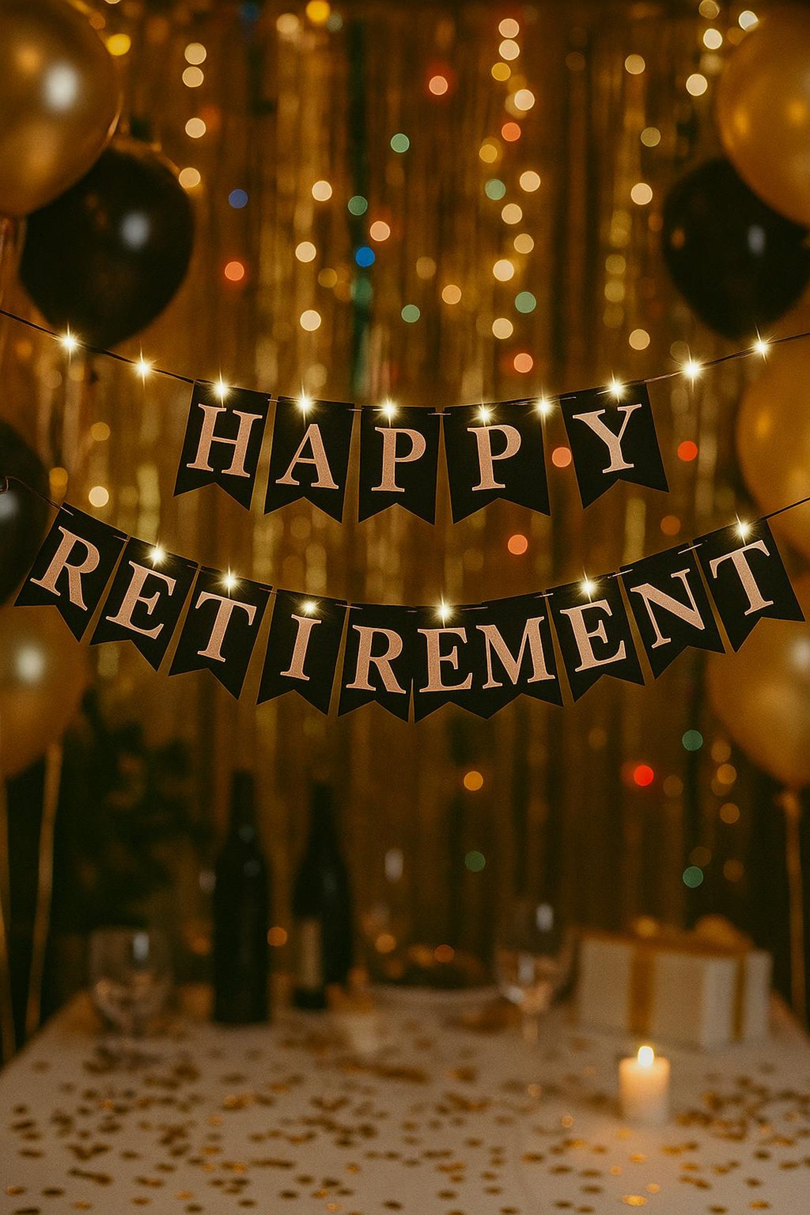 Happy Retirement Banner With LED Lights | Party Decorations ...