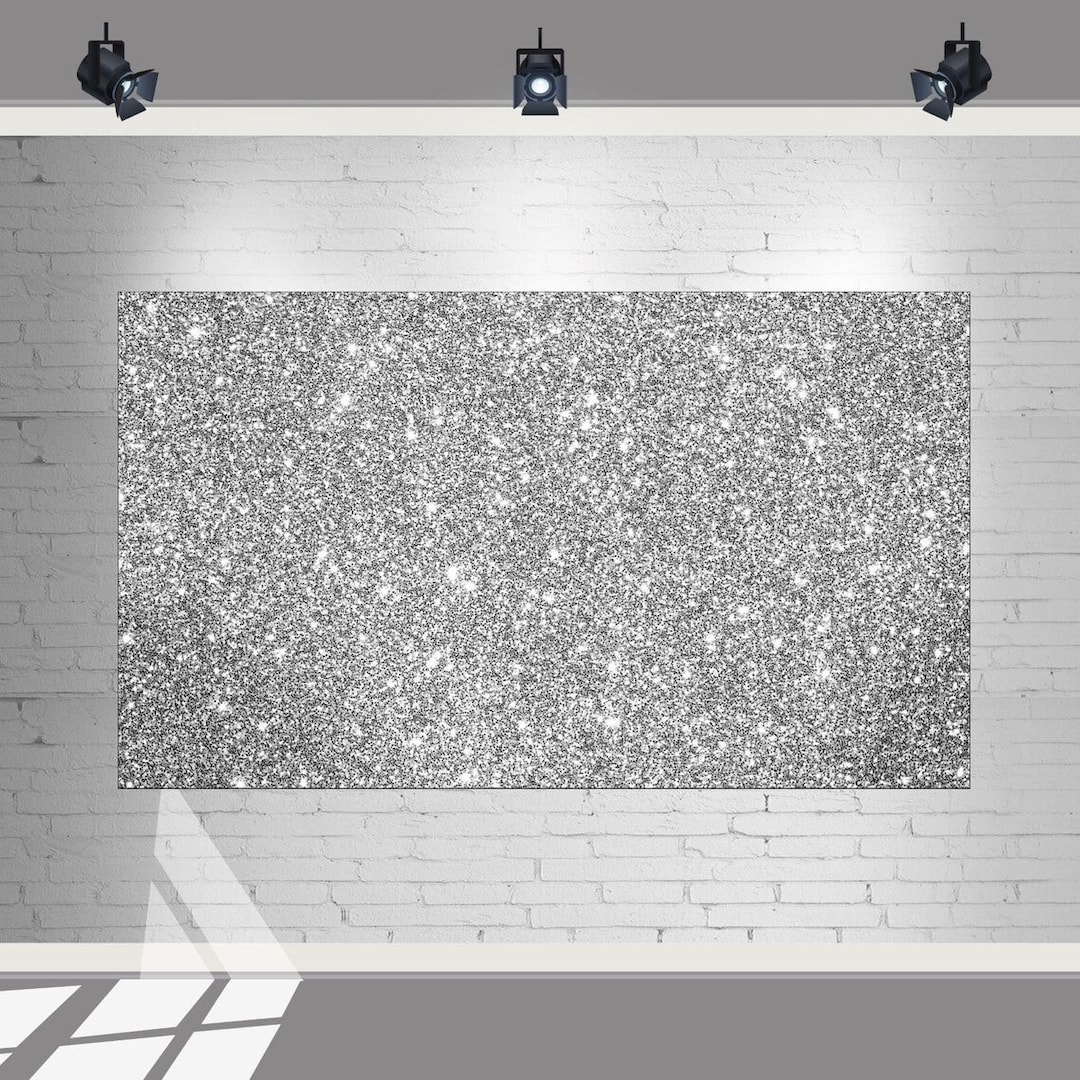 Silver Glitter Birthday Backdrop: Elegant Sparkle Photo Wall (7x5 FT ...