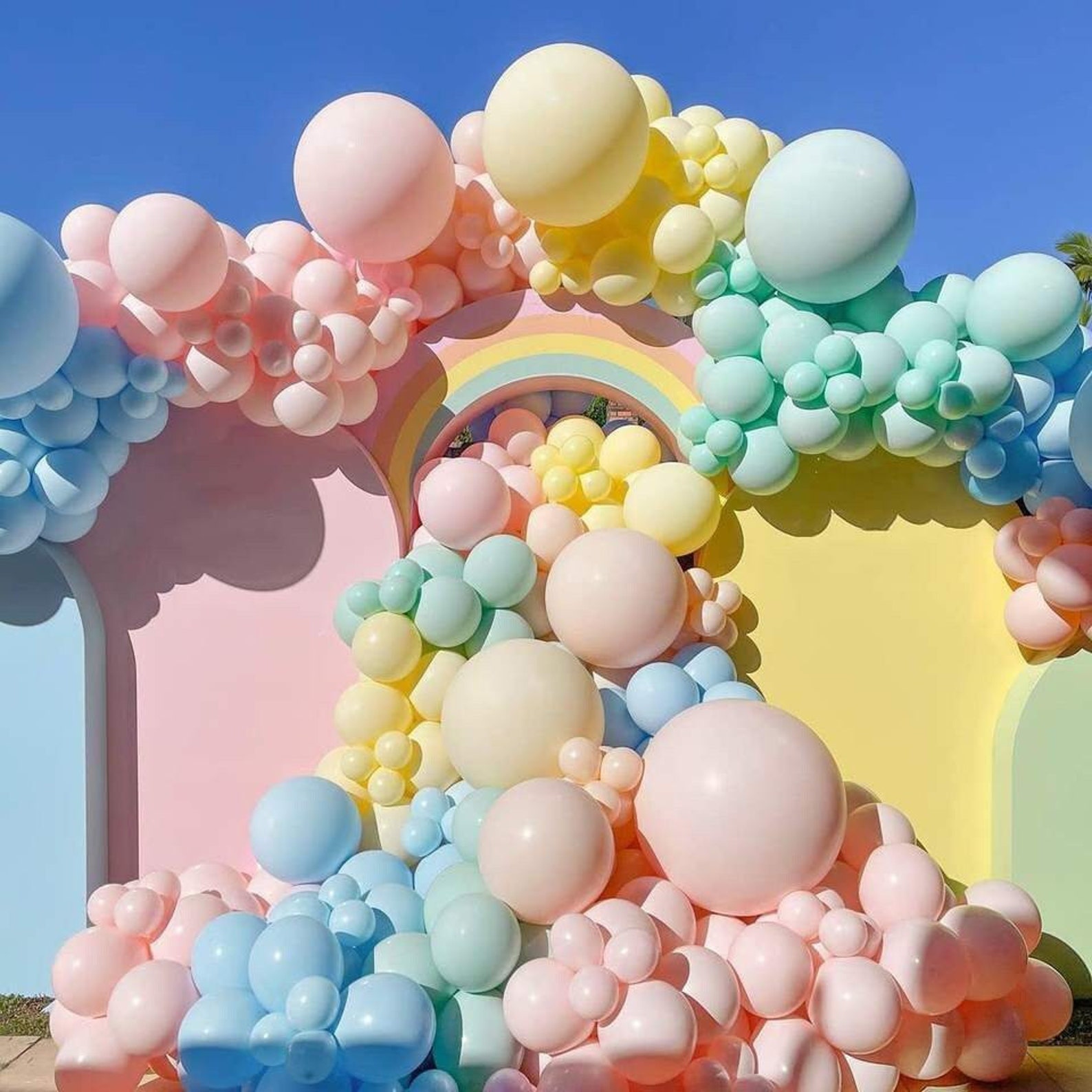 Pastel Rainbow Colors Balloons Garland Birthday Party - Etsy