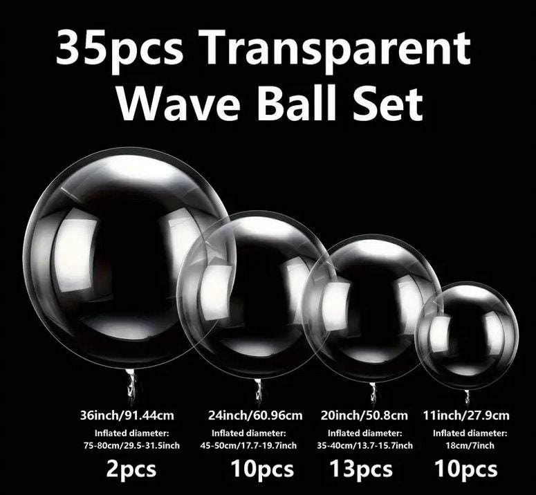 Clear Bobo Balloons Set | 4 Sizes 35pcs Transparent Balloons | Party ...
